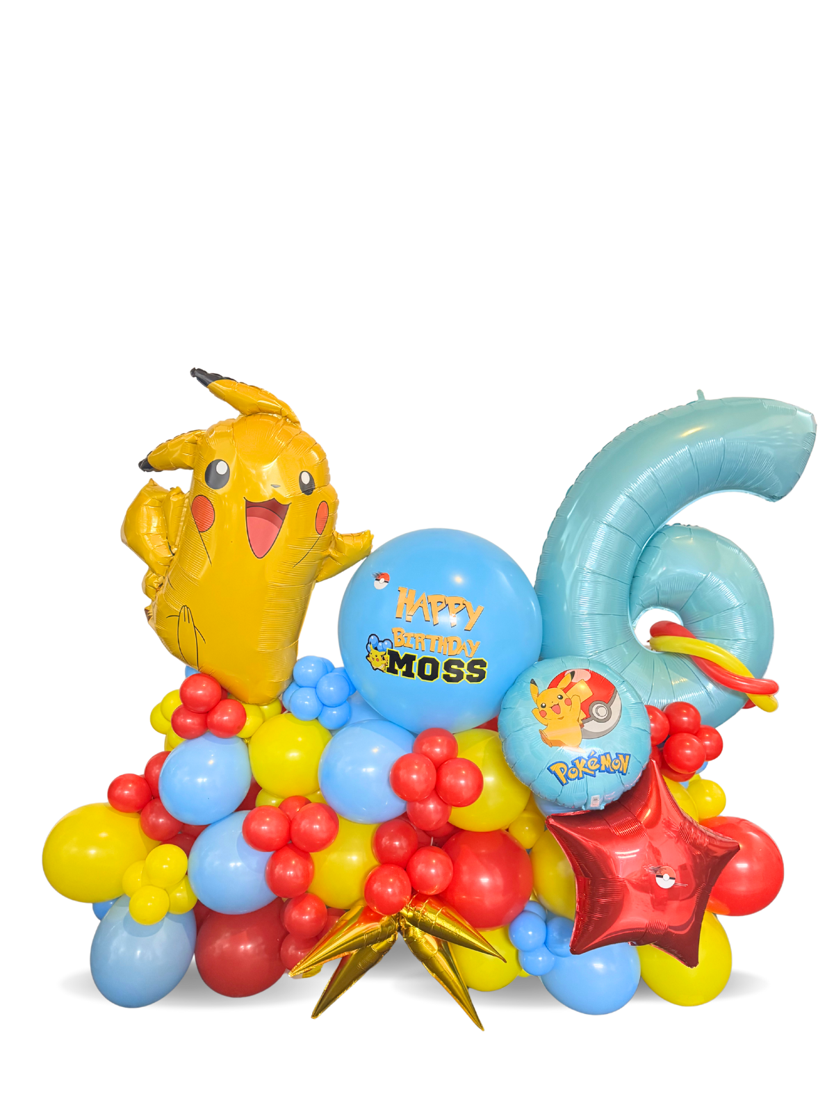 Pokemon balloon stand with custom message and number – T.O. Balloons
