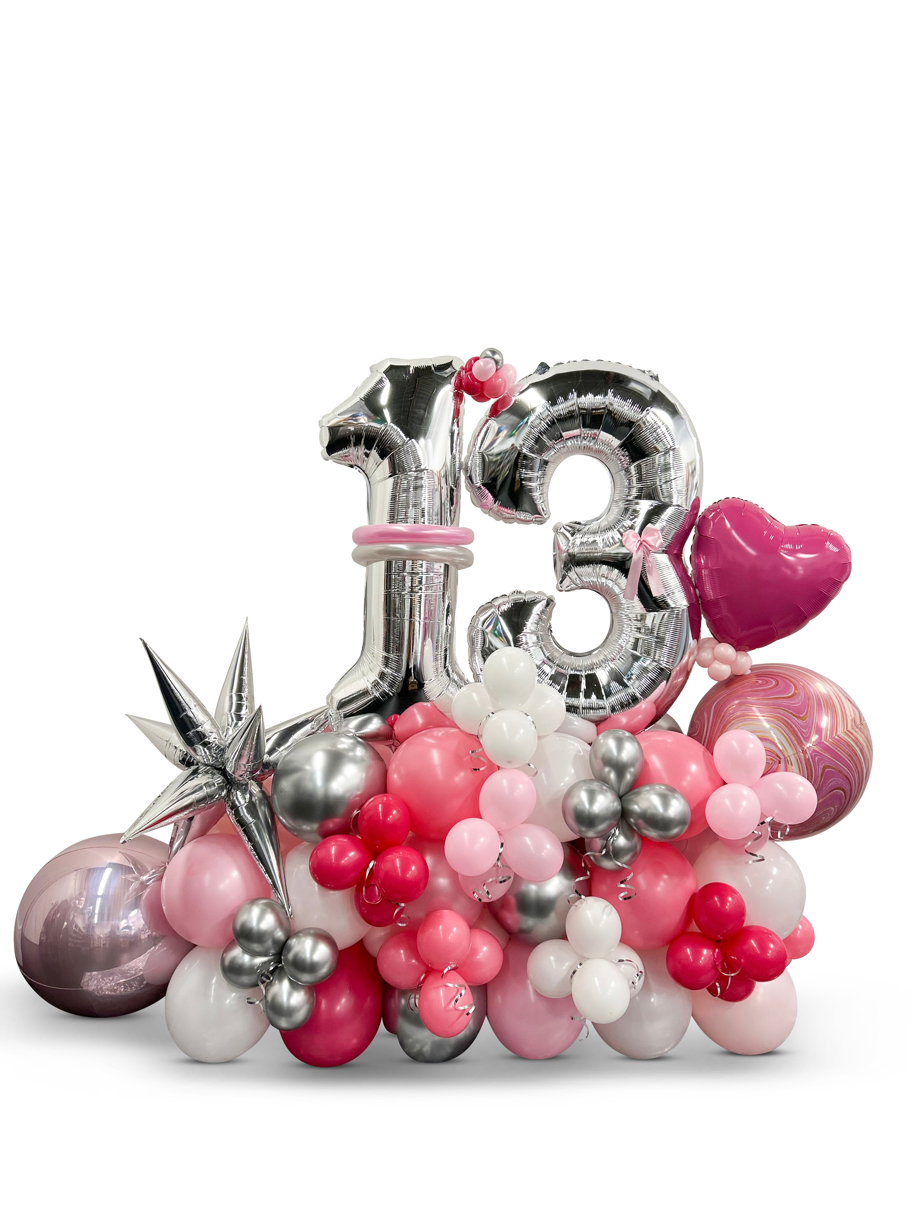 Balloon cluster stand with orbz and heart (two numbers) – T.O. Balloons