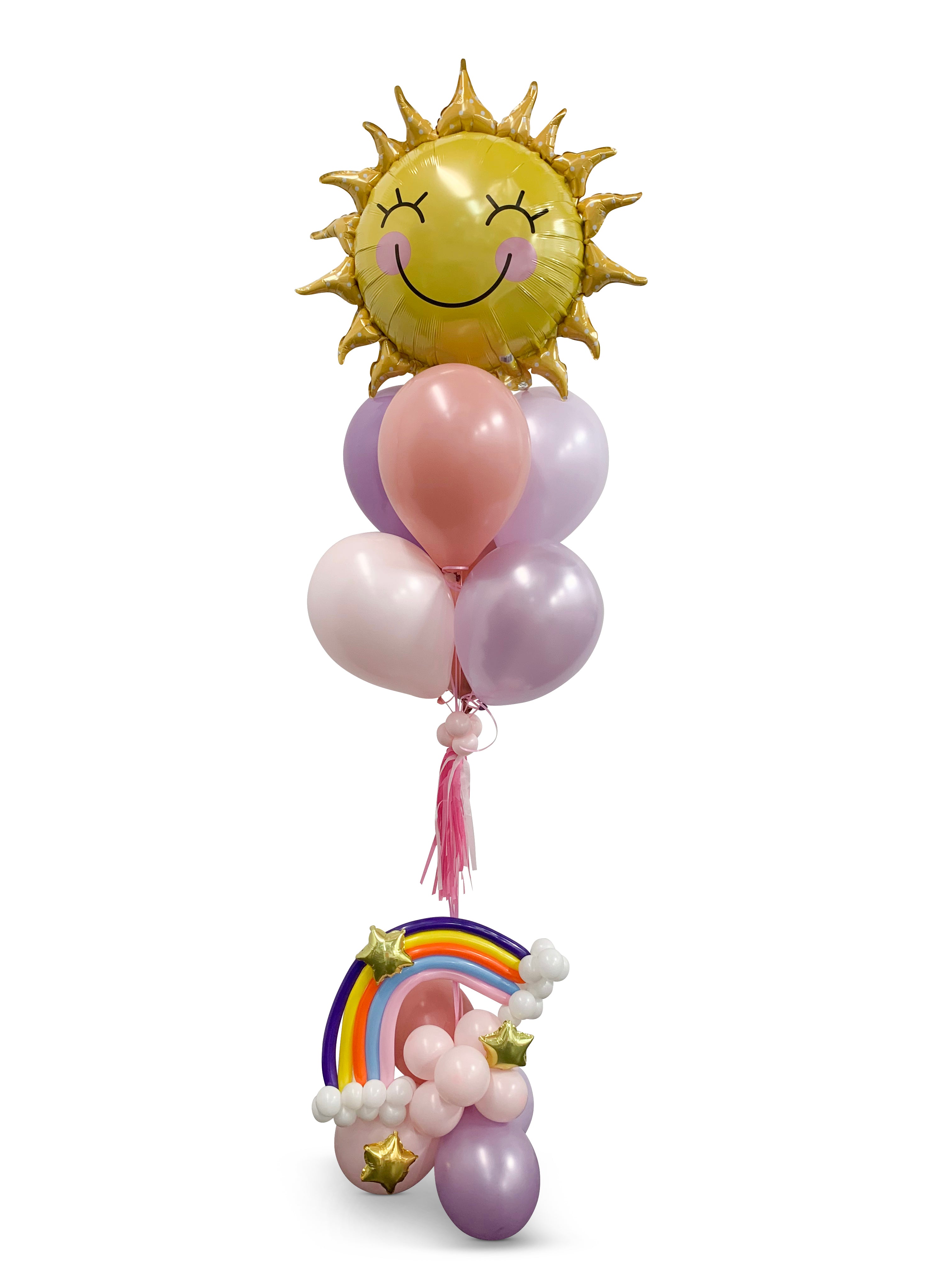 Sun balloon with Rainbow bubble cluster – T.O. Balloons