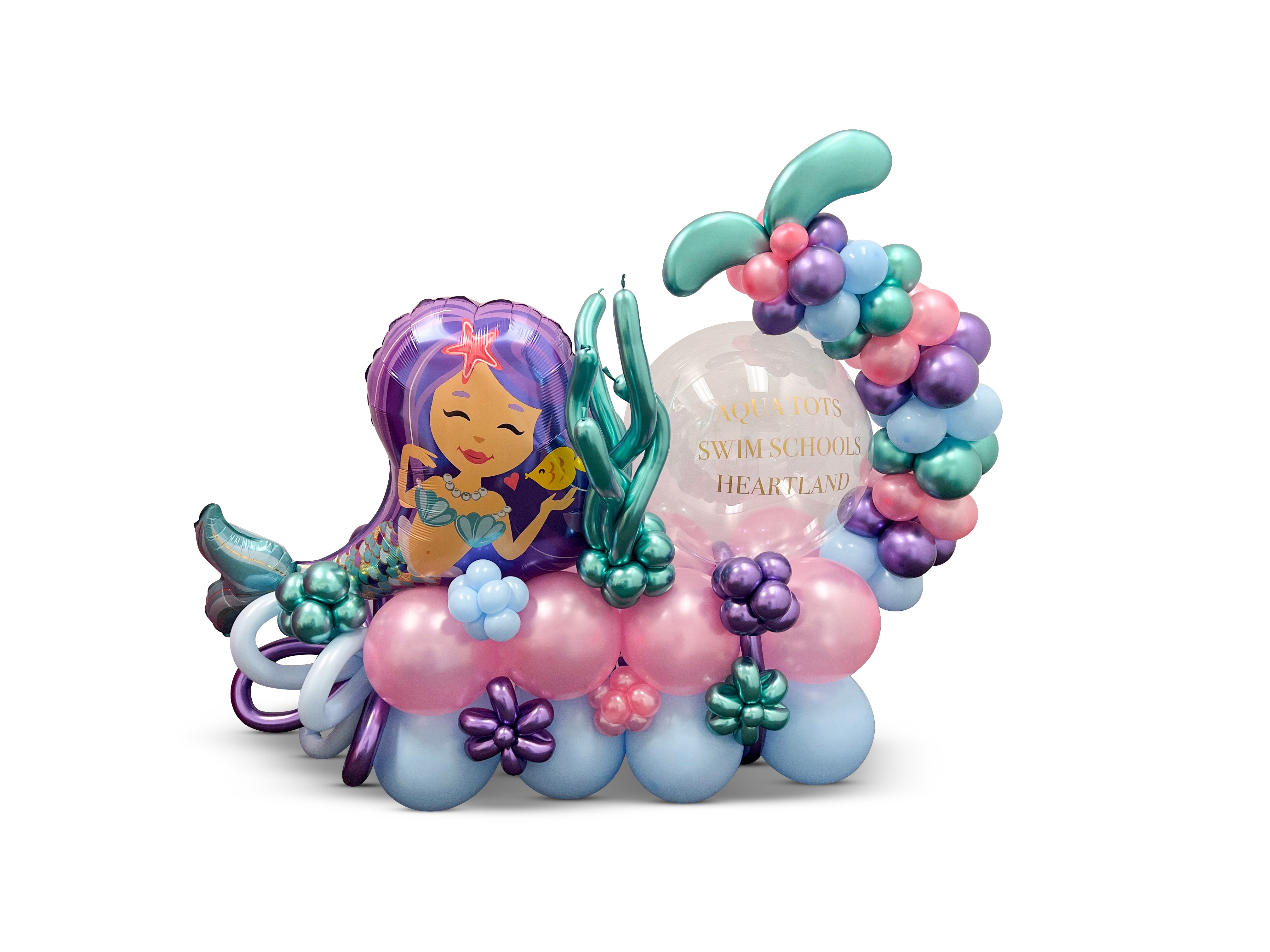Mermaid Cluster Stand with custom message – T.O. Balloons