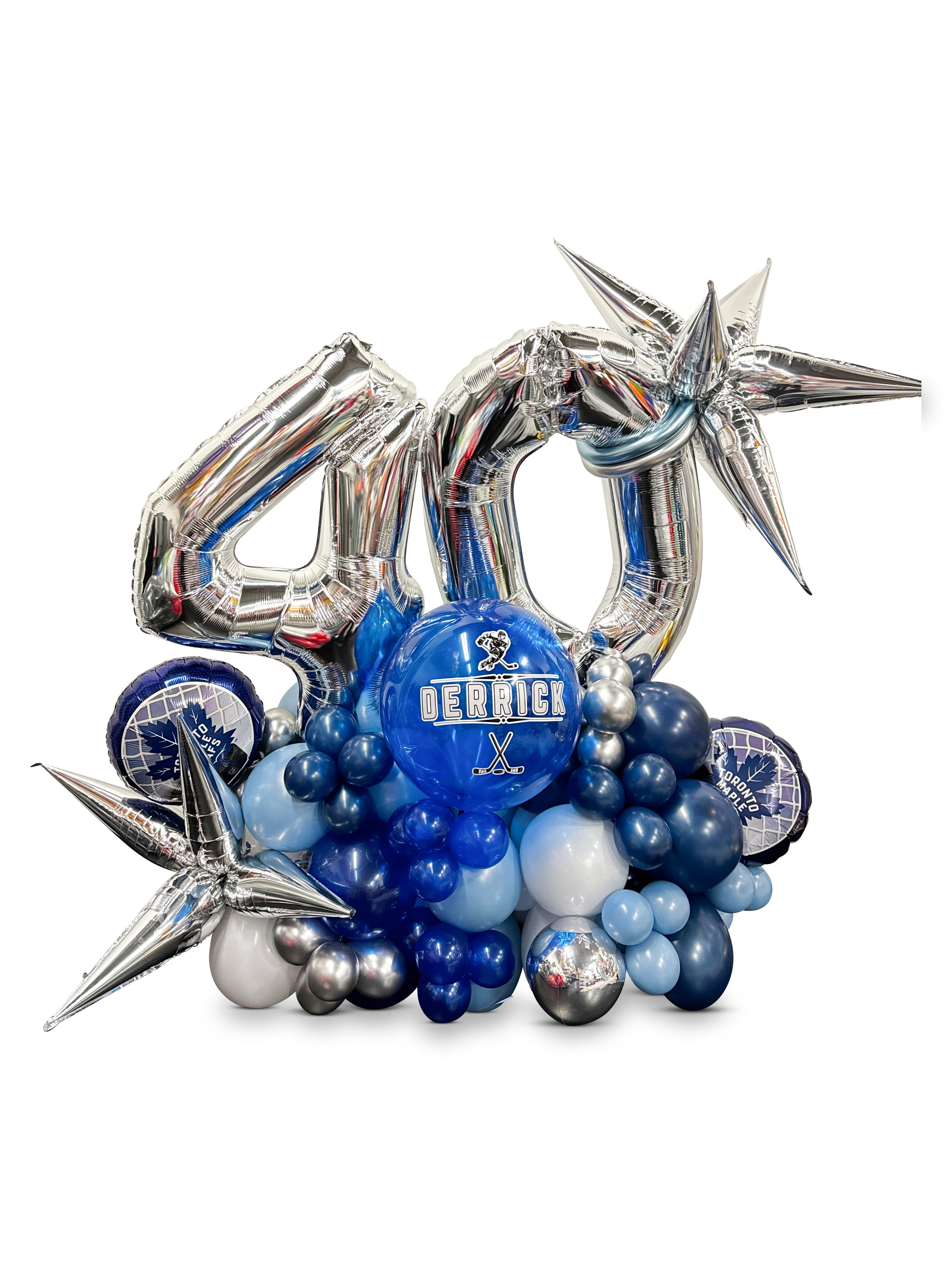 Custom Message hockey theme birthday number stand – T.O. Balloons